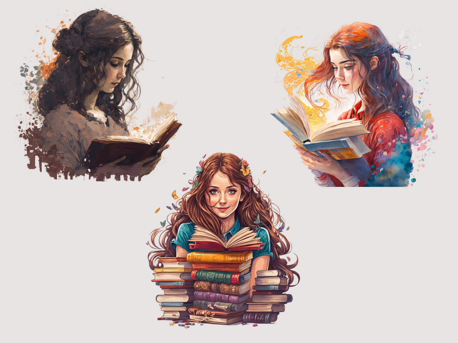 Bookworm Clipart Reading PNG Clipart Books Lover Journal - Etsy