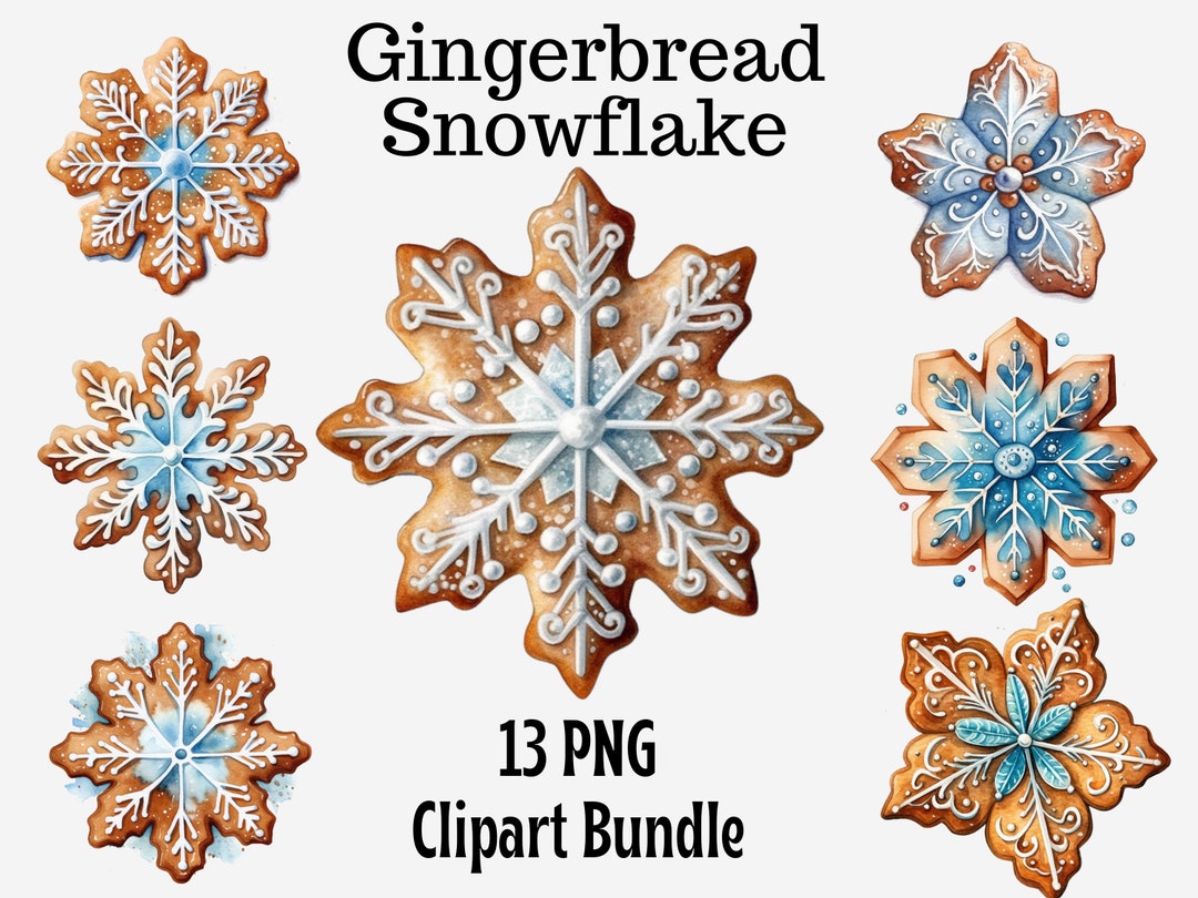 Watercolor Gingerbread Snowflake Clipart, Winter Holidays, Baking ...
