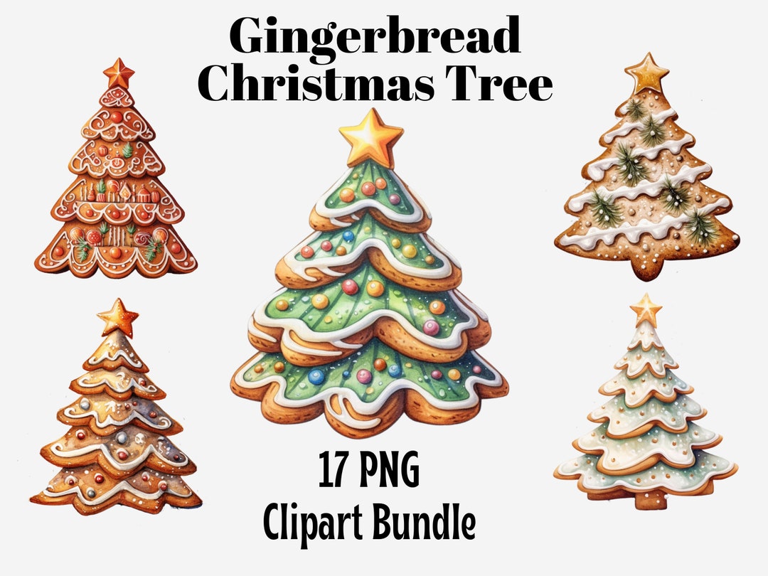 Watercolor Gingerbread Christmas Tree Clipart, Transparent Png ...