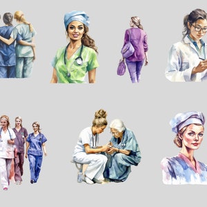 Watercolor Nurse Clipart, Nursing, Hospital, Portrait, Doctor, Medical ...