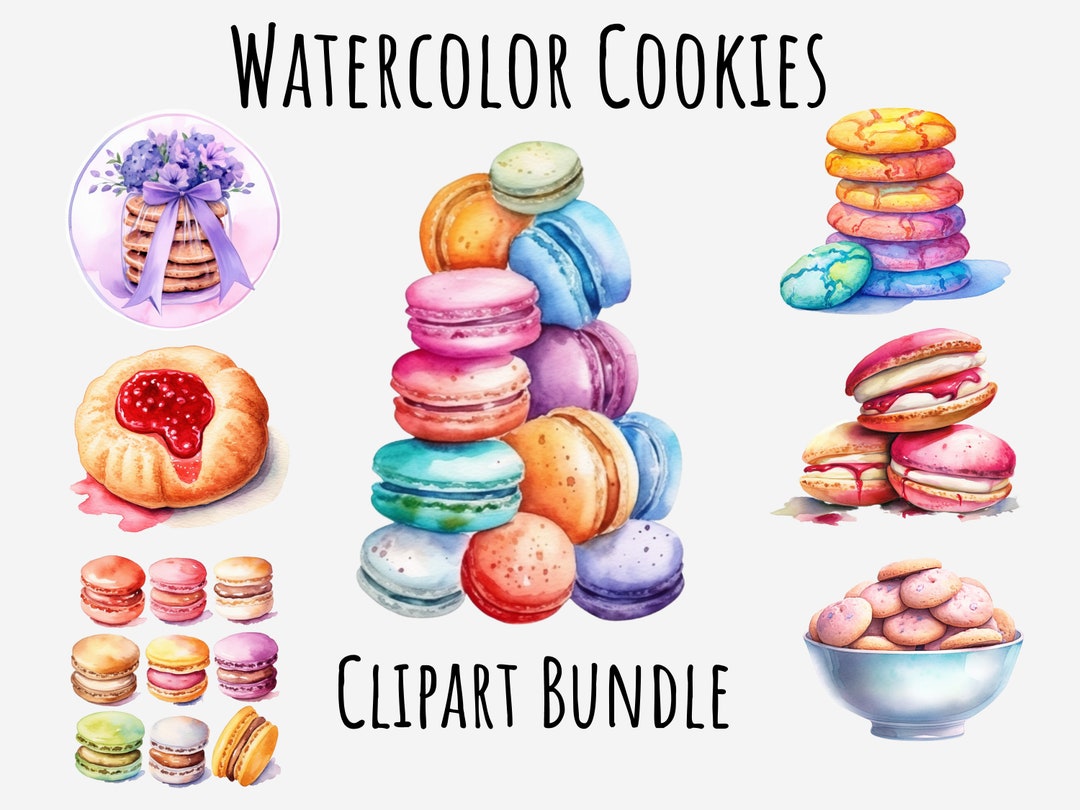 Watercolor Cookie Clipart PNG, Macaroon, Dessert, Baking, Sweets ...