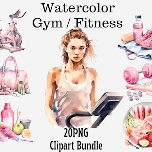 Watercolor Exercise Clipart, Workout, Gym, Fitness Transparent ...