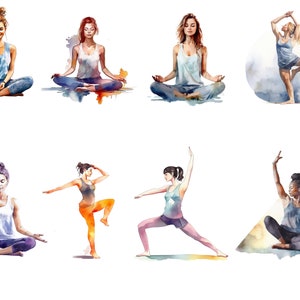 Watercolor Yoga Clipart, Exercise Clipart, Meditation Transparent ...