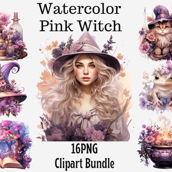 Pink Witch Clipart - Etsy