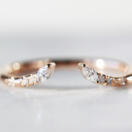 Diamond Open Ring Marquise Diamond Wedding Band Stacking Ring - Etsy