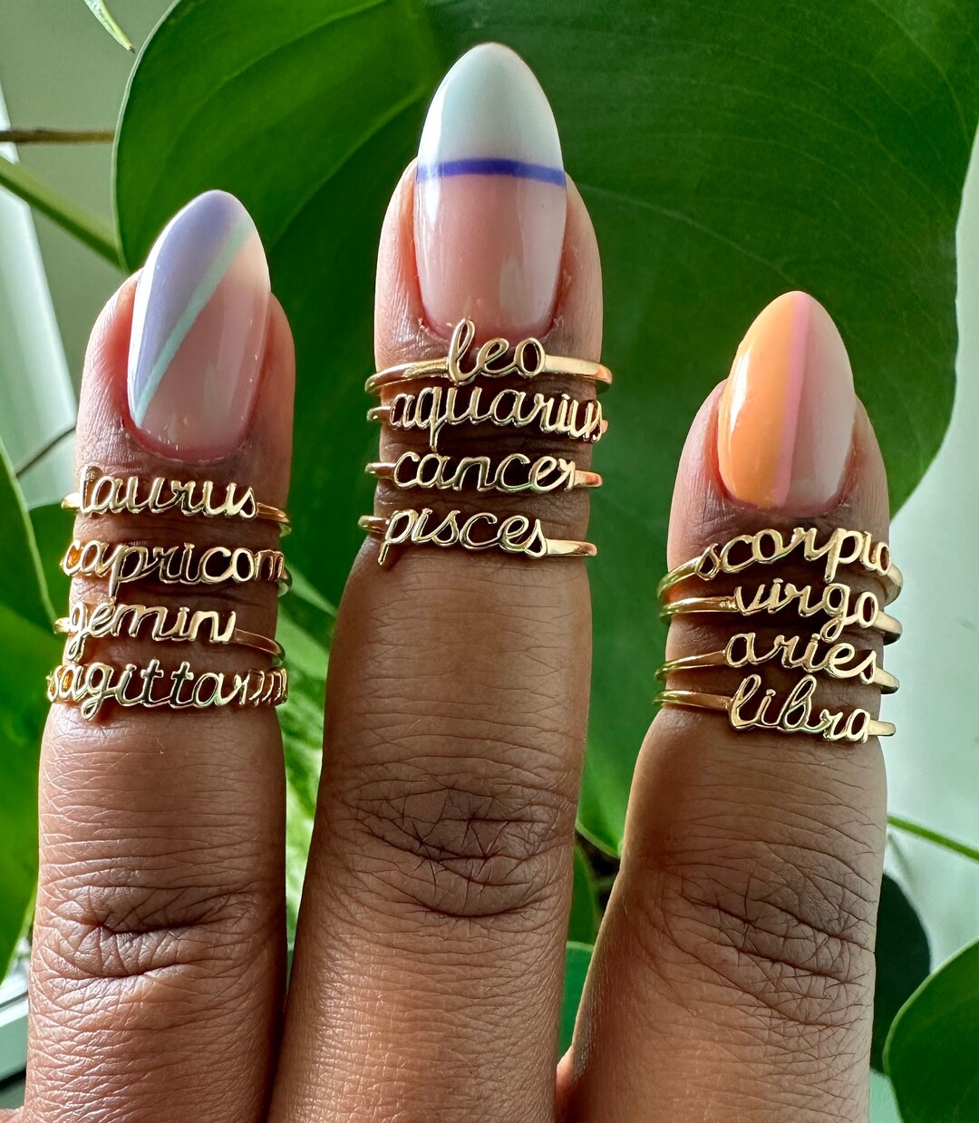 Zodiac Star Sign Stackable Adjustable Rings Gold Minimalist Horoscope ...