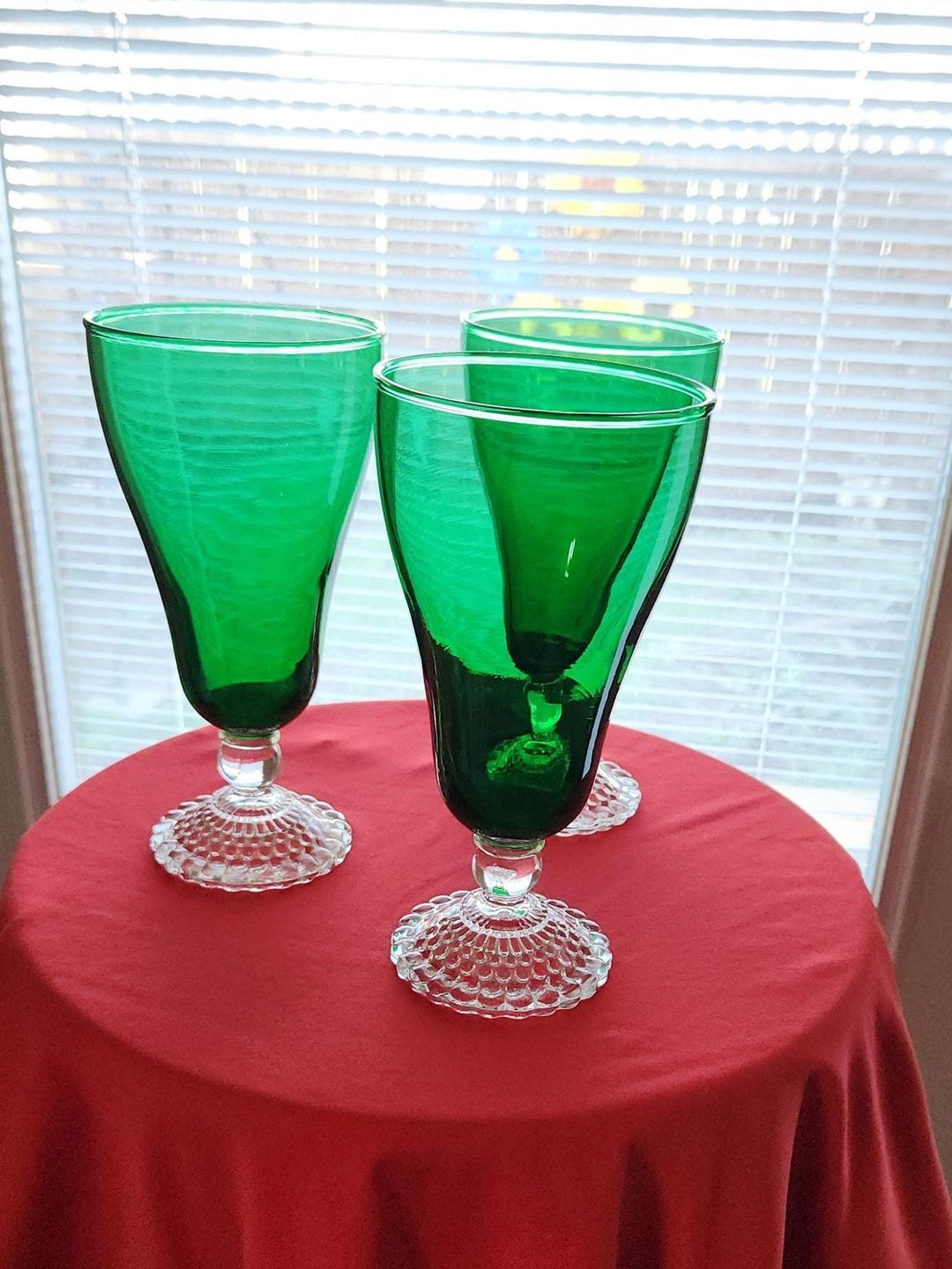 Set of 3 Green Iced Tea OR Water Goblets by Anchor Hocking, Bubble ...