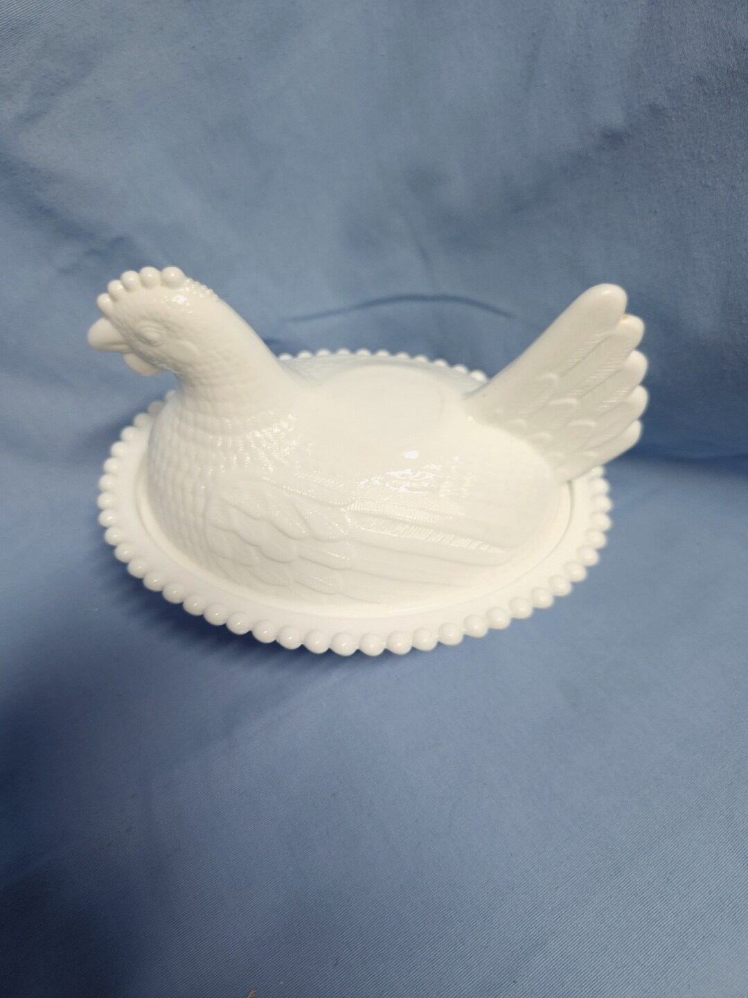 Vintage Indiana Glass Bright White Hen on Nest, Chicken Décor Container ...