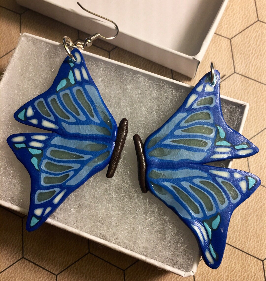 Handmade Large Blue Butterfly Wing Earrings 3 VARIATIONS - Etsy