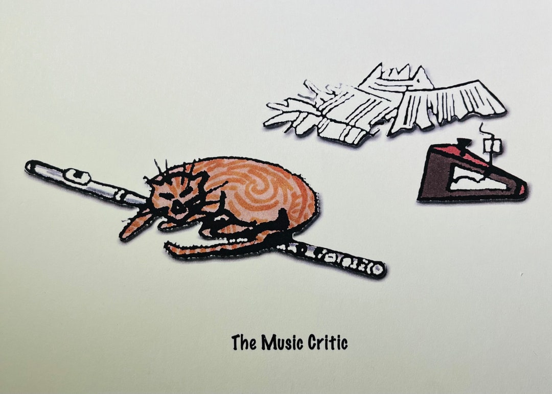 Three Symfunnies Flute and Kitty Greeting Cards - Etsy
