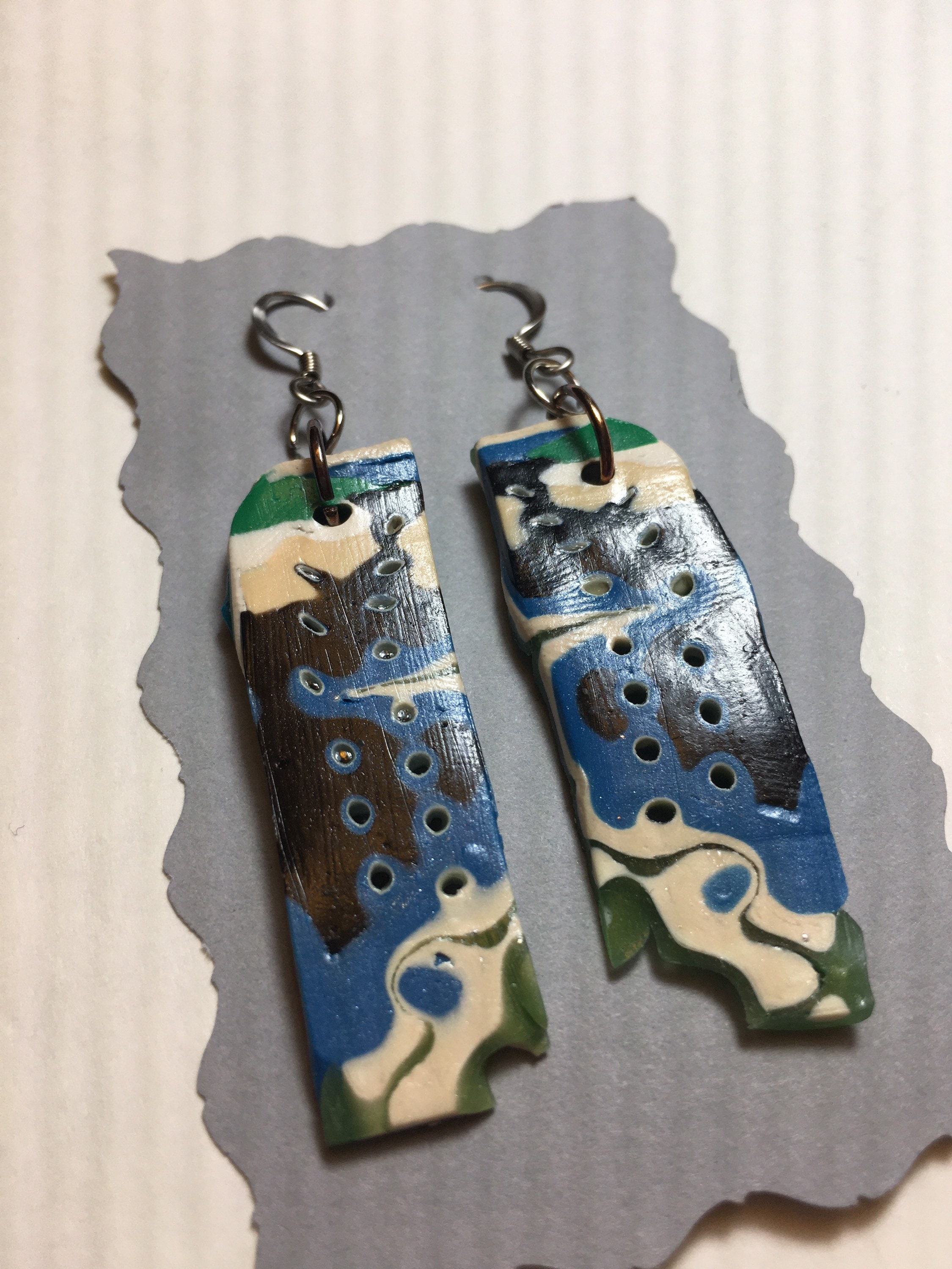 Abstract Textured Polymer Clay Earrings - Etsy UK