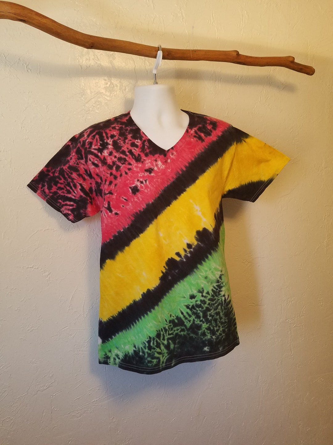 Rasta Tie-dye, V-neck Medium, Reggae Shirt, Original Design, Made in ...