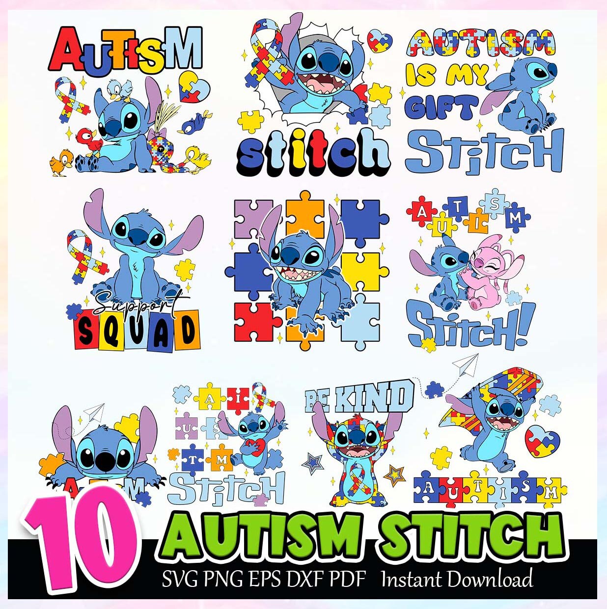 Stitch Autism SVG, Lilo and Stitch SVG, Autism Awareness, Autism ...