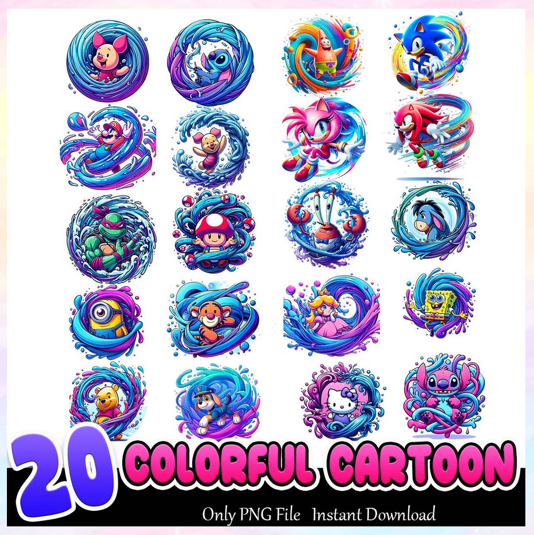 Cartoon Splash Png Bundle, Colorful Cartoon Png, Splash of Color PNG ...