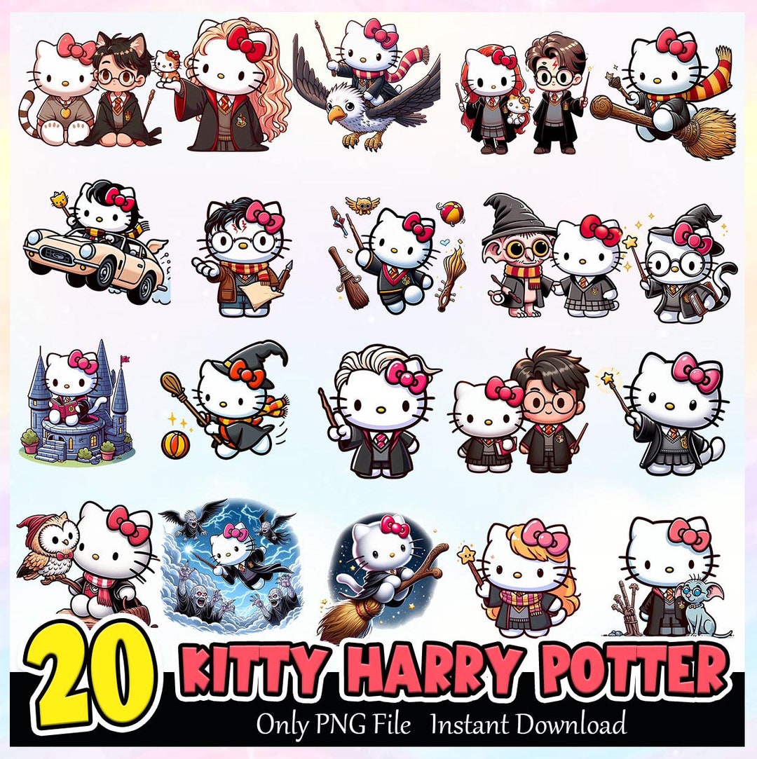 Kitty Potter Png Bundle, Wizard PNG, Harry Kitty Png, Kawaii Svg ...