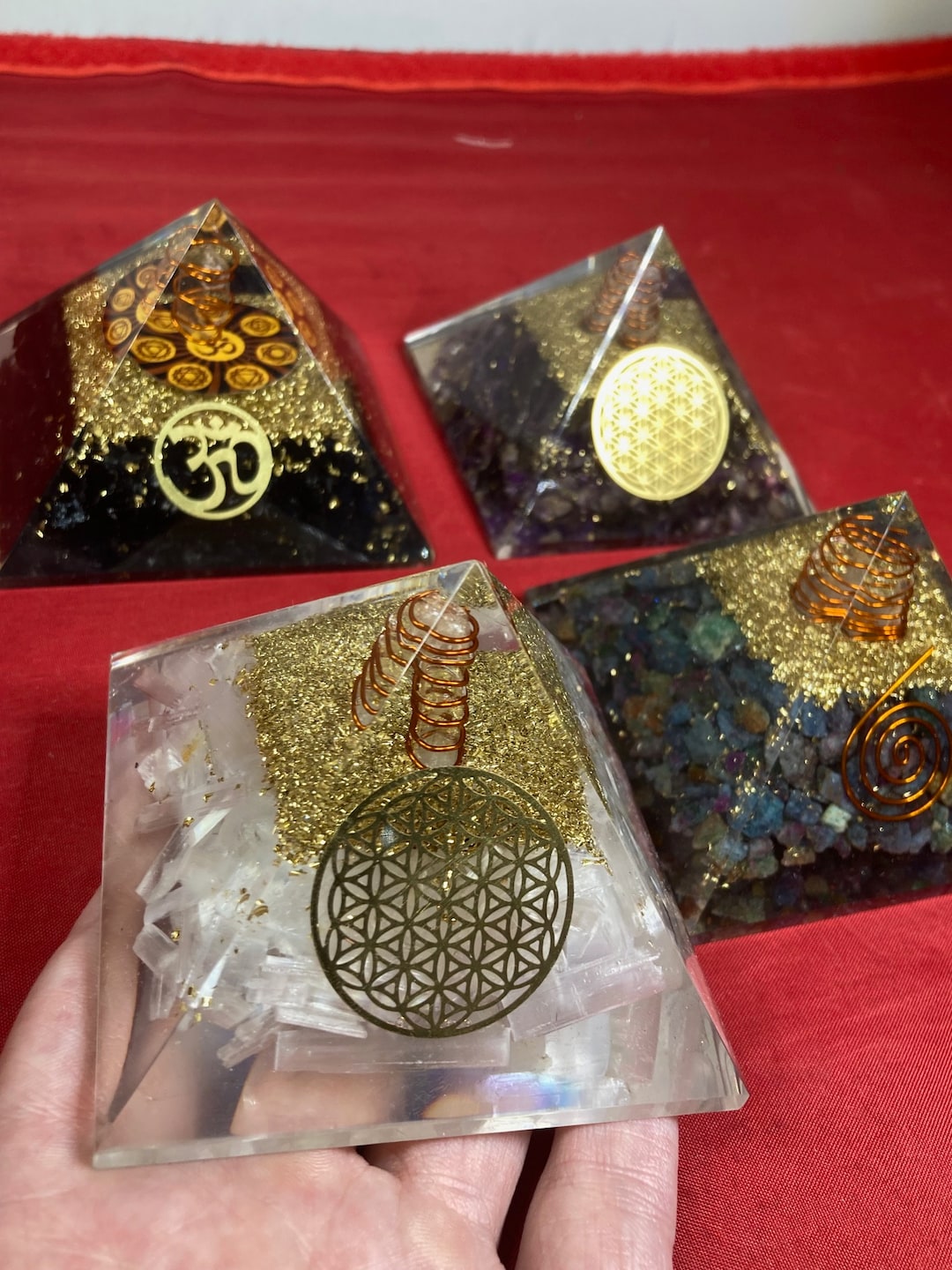 Orgonite Pyramid Wilhelm Reich Orgone Selenite Tourmaline Amethyst Ruby ...