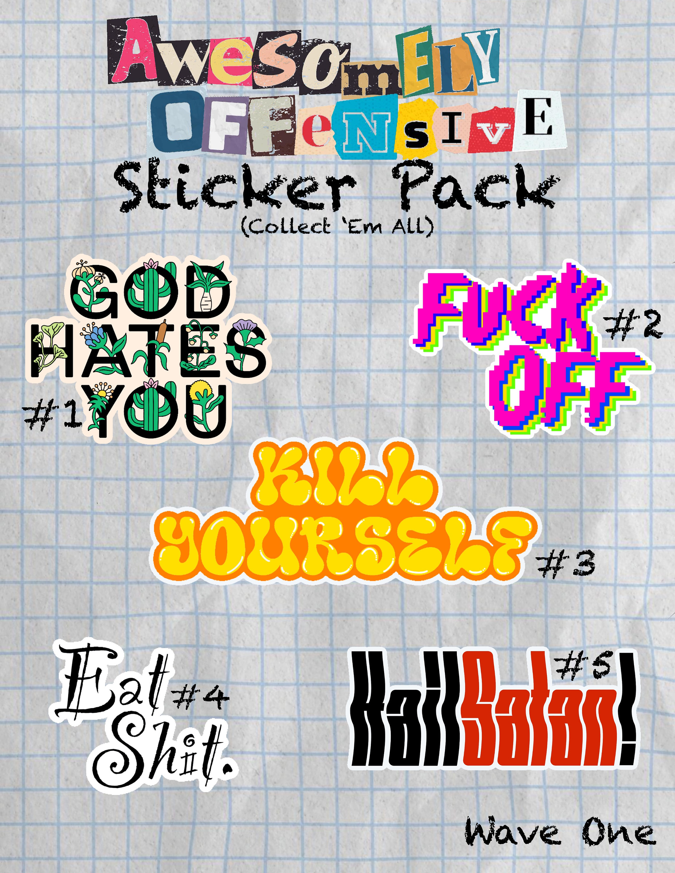 Awesomely Offensive Sticker Pack - Etsy