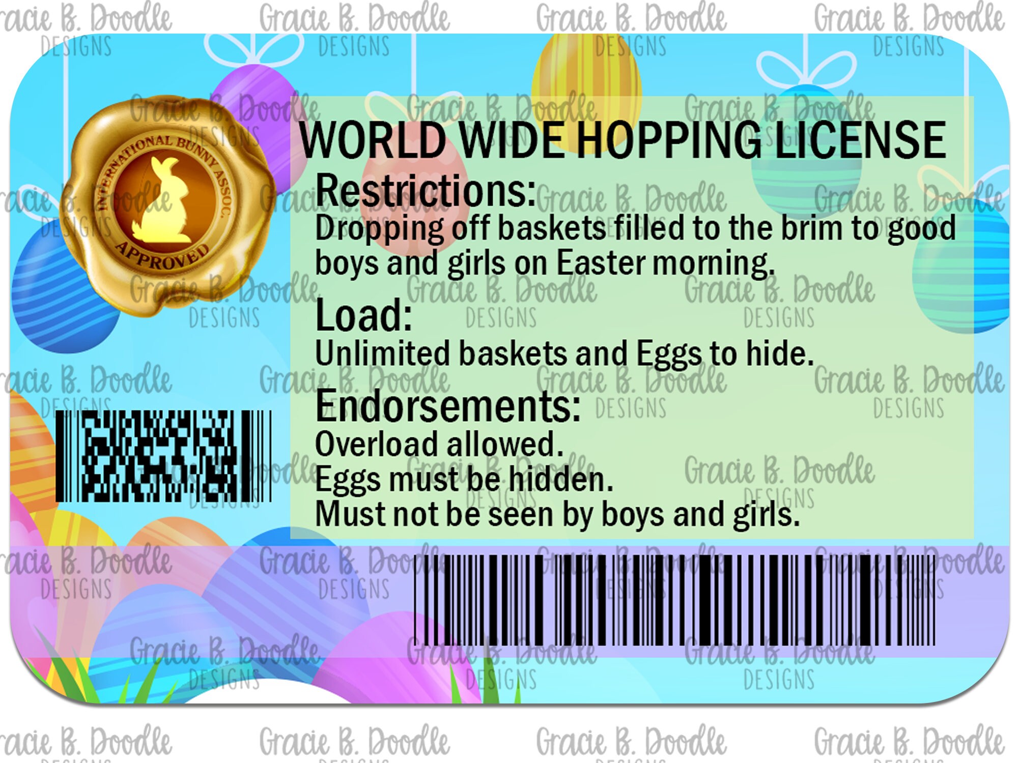 Easter Bunny License | Sublimation Template | Digital Download - Etsy