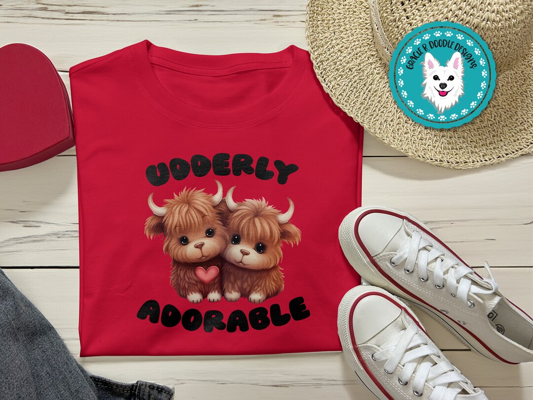 Highland Cow Udderly Adorable Digital Element | Sublimation/dtf Digital ...