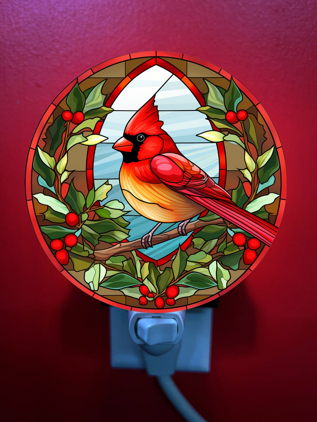 Stained Glass Round Single Cardinal Digital Element | Sublimation ...