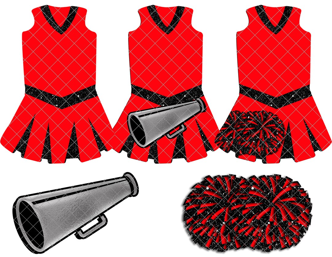 Cheer Uniform Sublimation Design: Red & Black Trim Bundle (digital ...