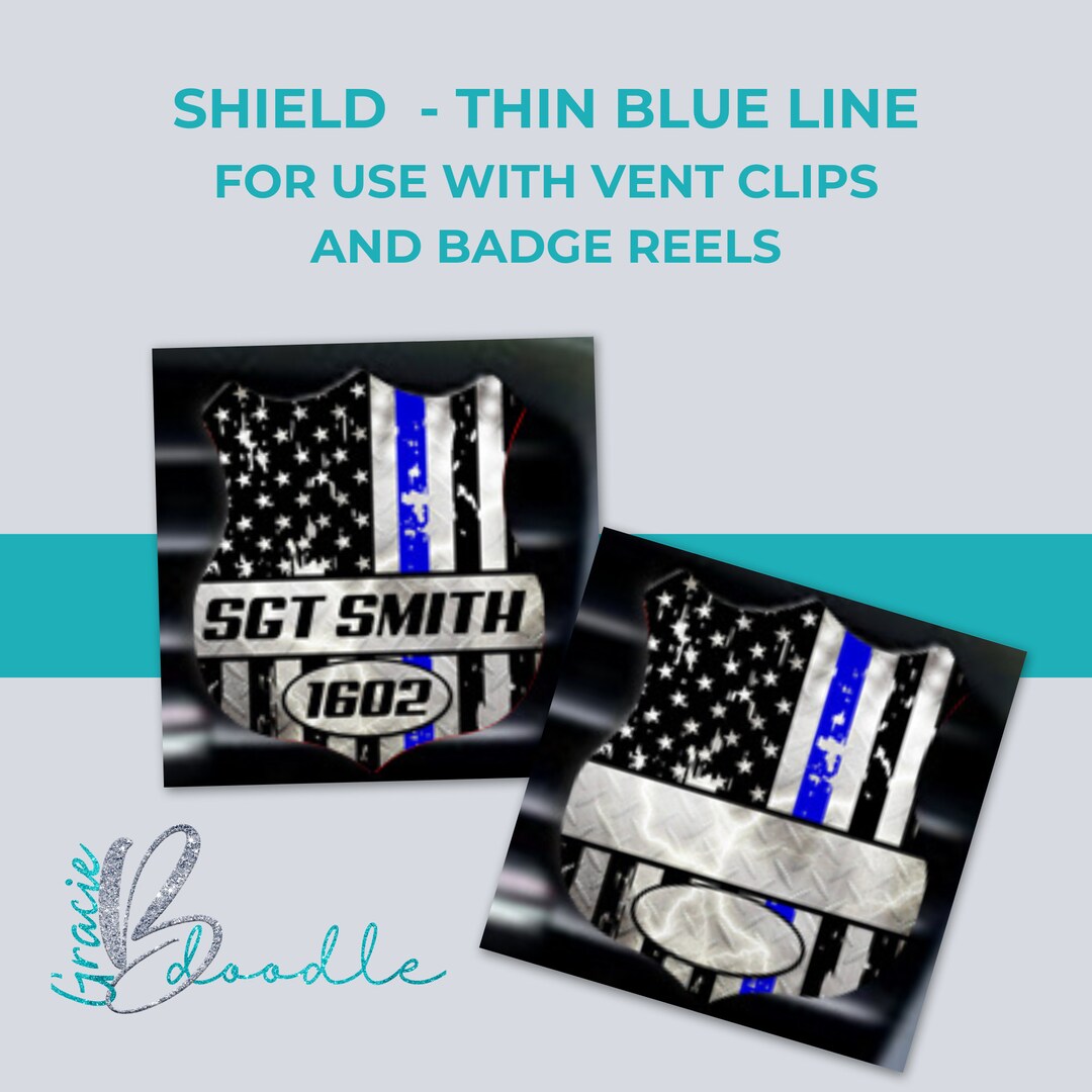 Thin Blue Line Shield for Vent Clips & Badge Reels | Sub Template ...