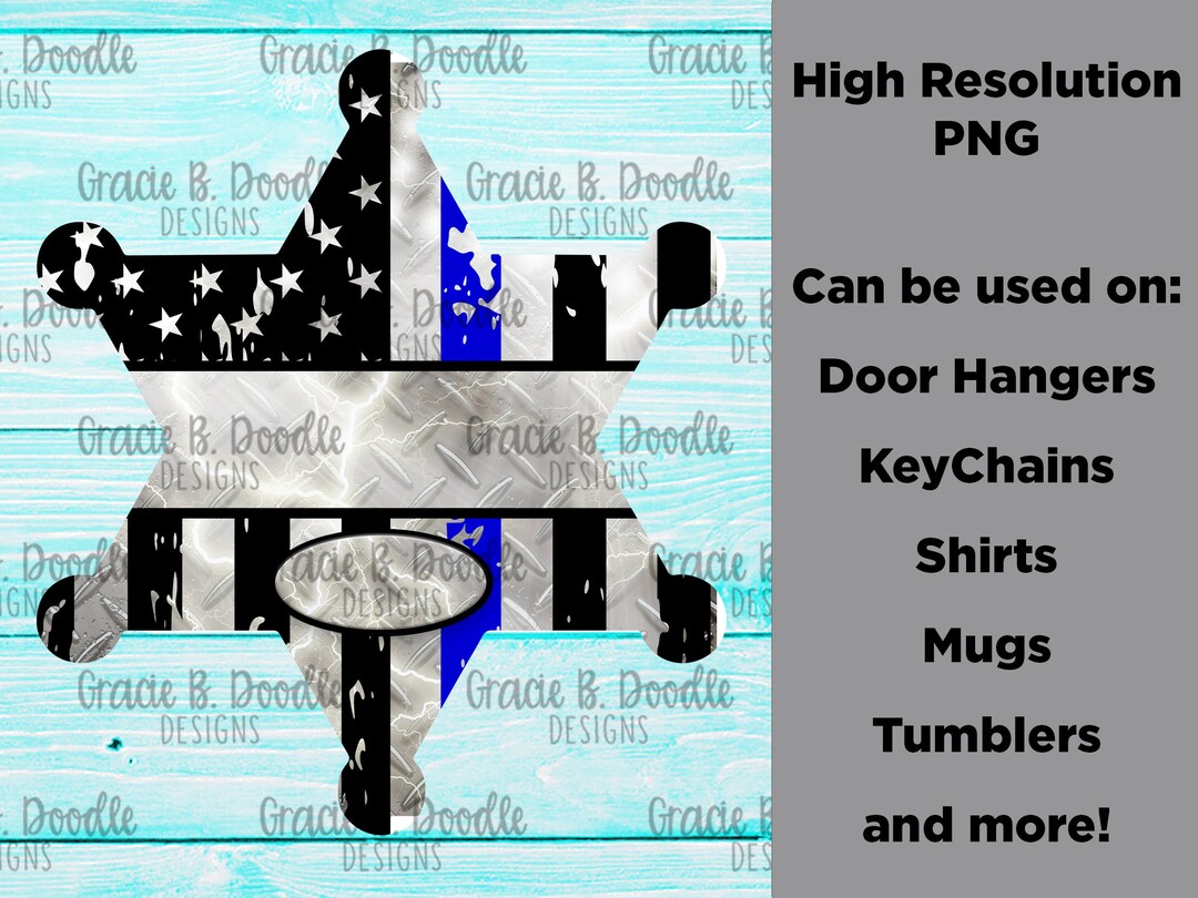 Sheriff Thin Blue Line Shield Design Element, Sublimation Template - Etsy