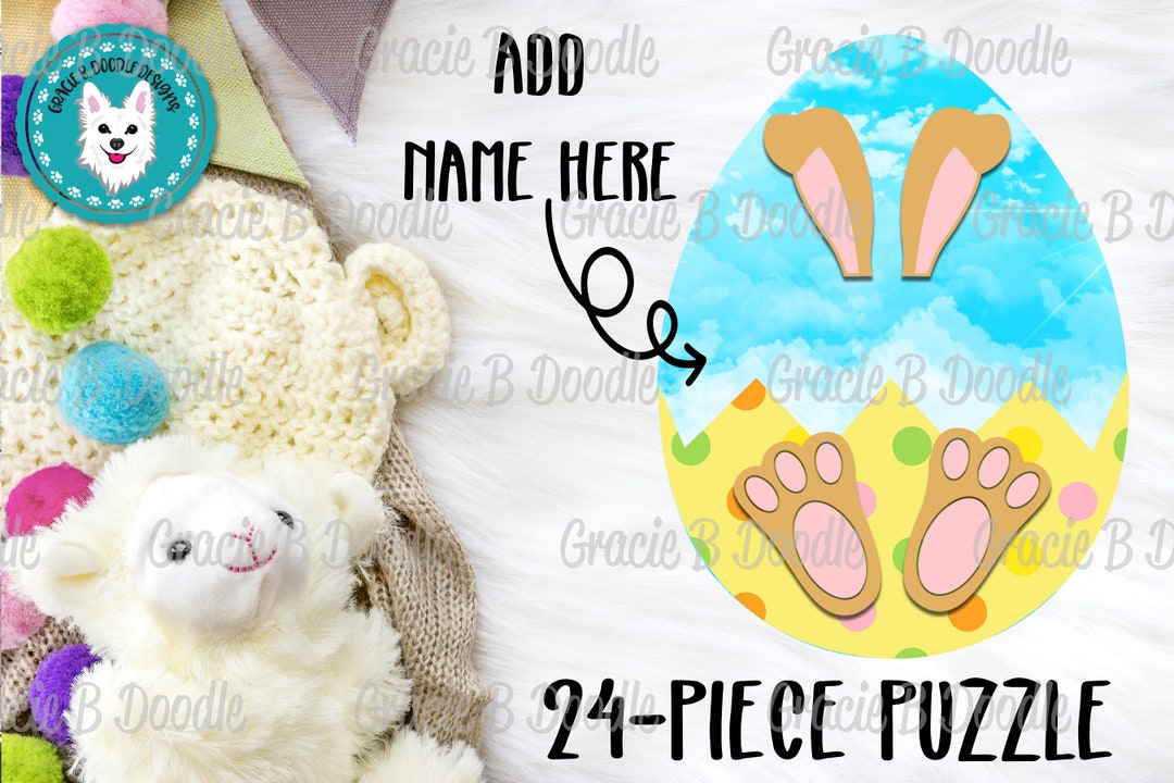 Personalized Easter Egg Puzzle Template: 24 & 45 Piece PNG (digital ...
