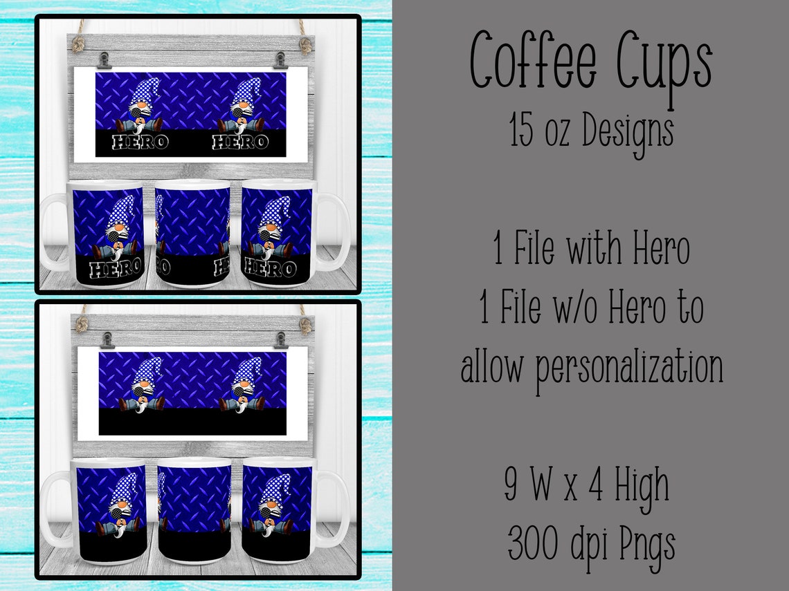 Thin Blue Line 15 Oz Coffee Mug Sublimation Template Etsy