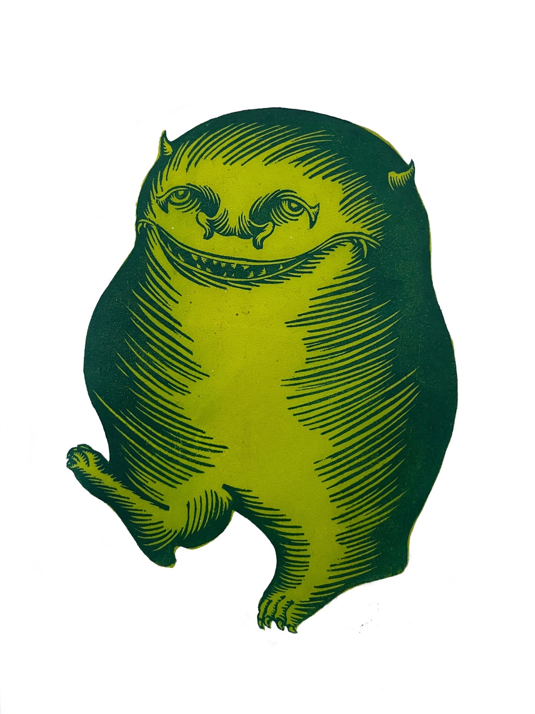 Monster Woodcut Print - Etsy