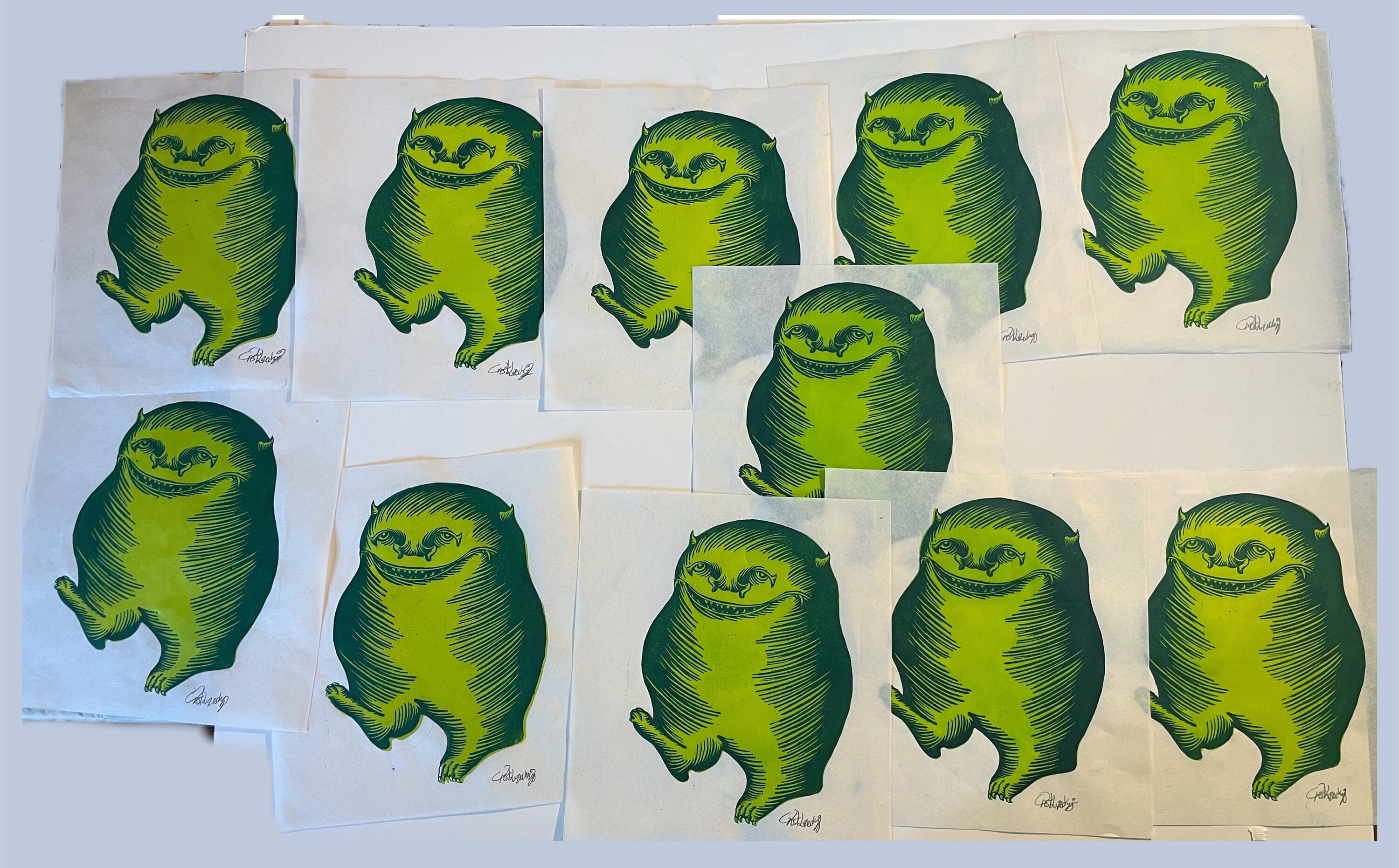 Monster Woodcut Print - Etsy