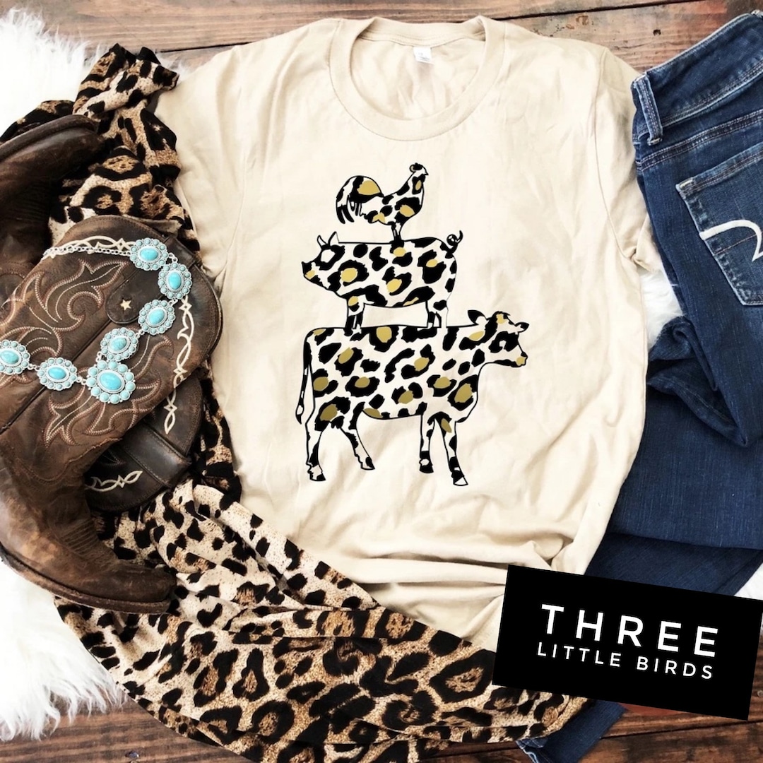 Cow Pig Chicken Stacked Screen Print//metallic - Etsy