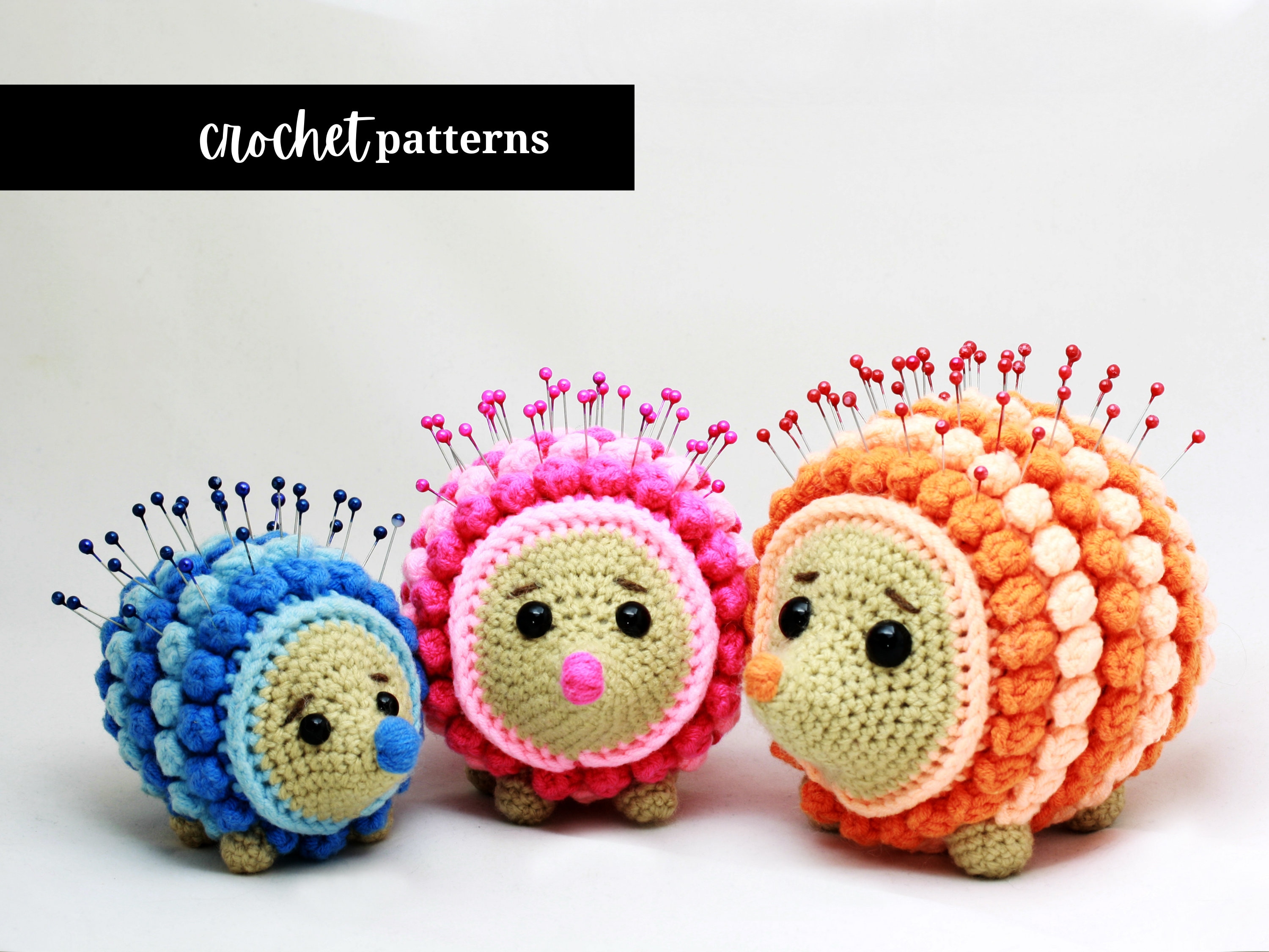 PATTERN PACK Hedgehog Pincushion Family 3 Sizes Amigurumi Crochet ...