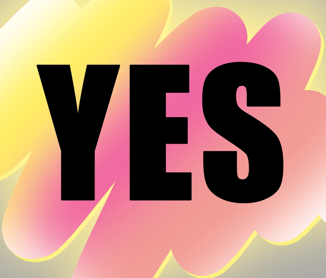 Yes Typography Print. Inspirational wall art digital minimal | Etsy