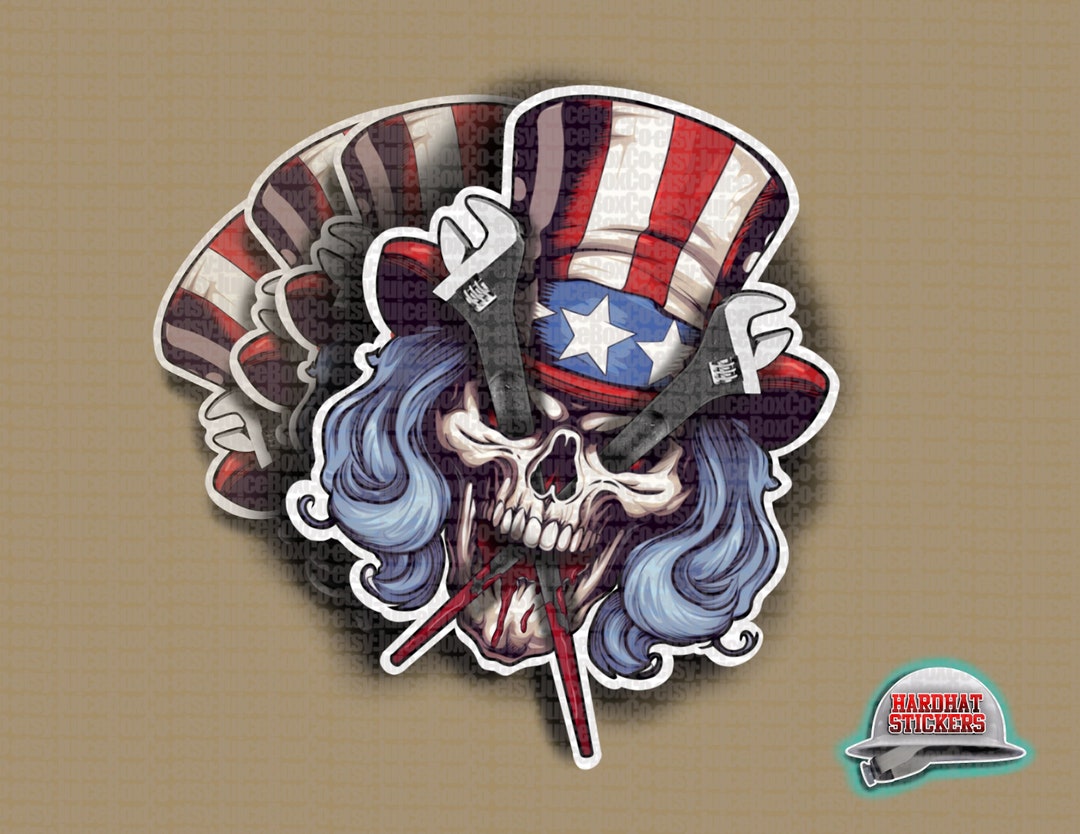 Uncle Sam Skull Pipe Wrench Sticker - Etsy