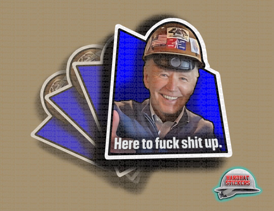 Biden Backwards Hard Hat Funny Meme Sticker or Magnet - Etsy