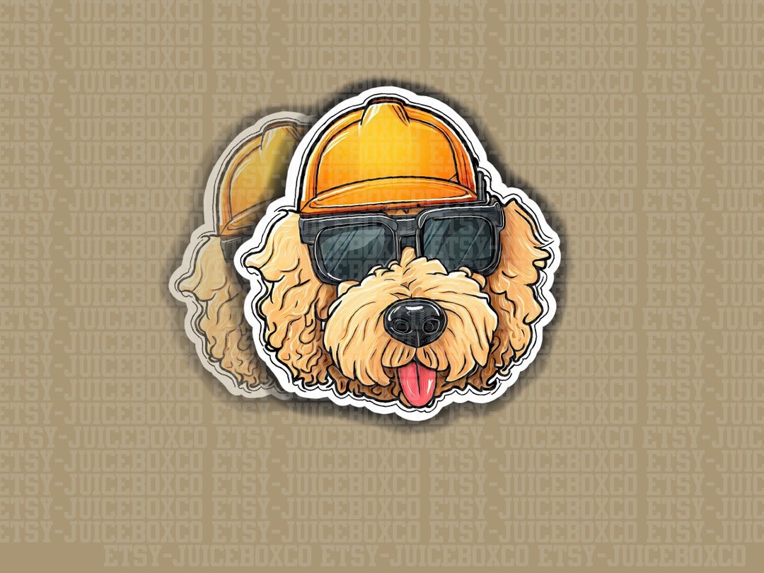 Construction Dog Goldendoodle Hard Hat Sticker or Magnet - Etsy