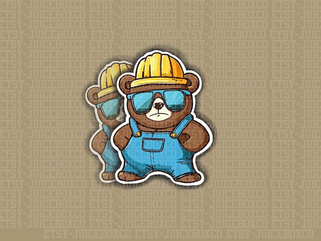 Construction Boss Bear Sticker or Magnet - Etsy