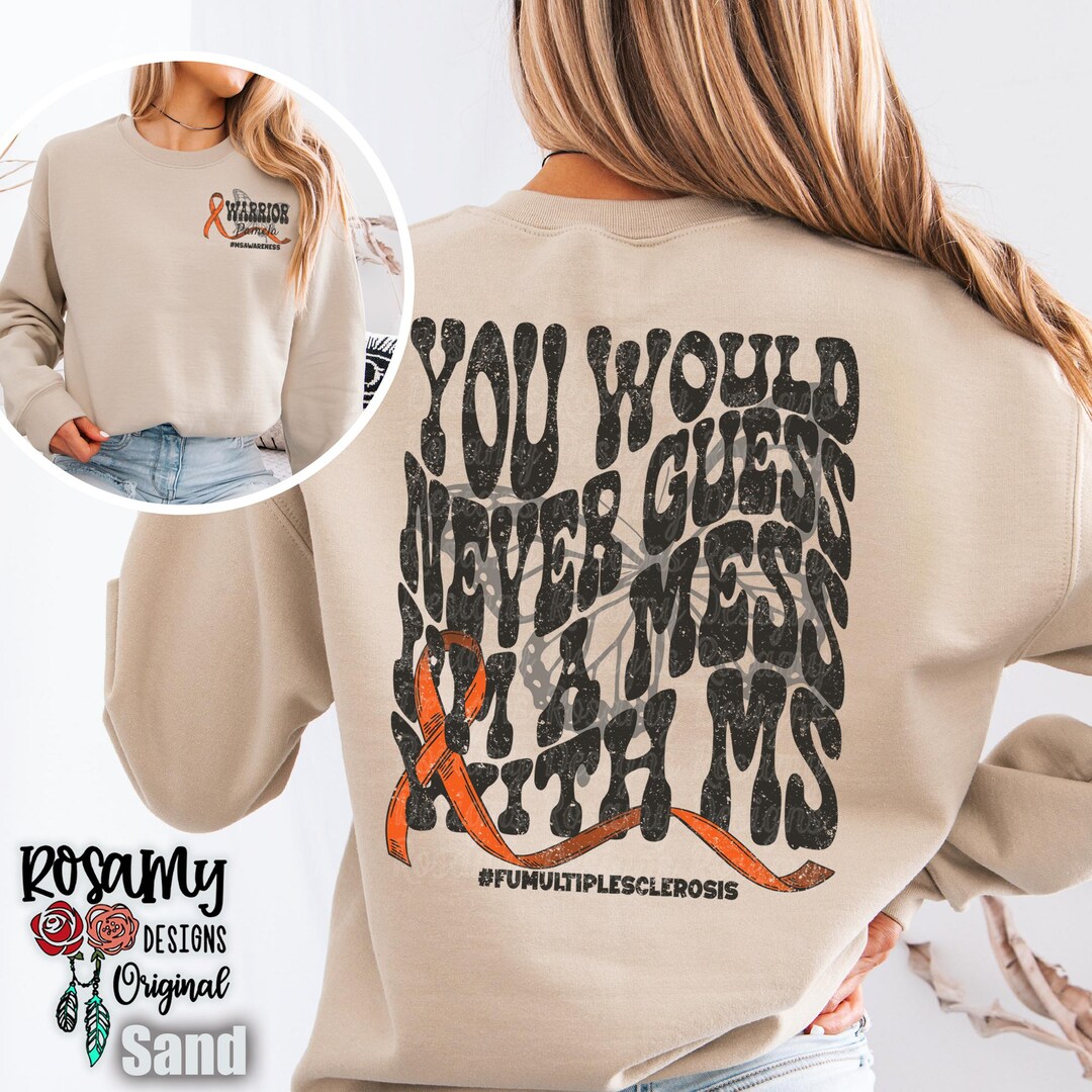Multiple Sclerosis Awareness Sweatshirt, Warrior, Orange Ribbon ...