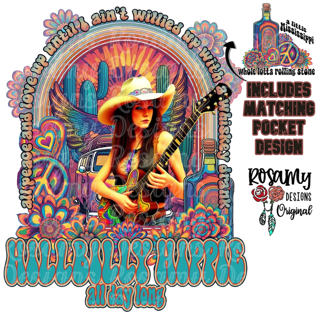 Hillbilly Hippie PNG, Pocket Design Included, Sublimation PNG, Design ...
