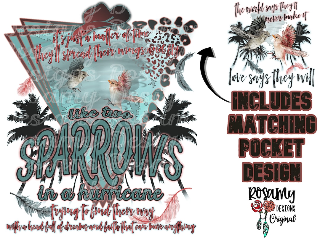 Two Sparrows in A Hurricane PNG, Pocket Set, Sublimation PNG, Design ...