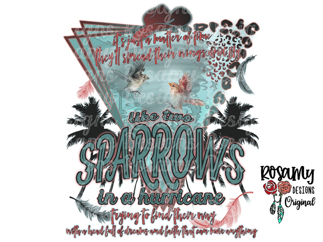 Two Sparrows in A Hurricane PNG, Sublimation PNG, Tshirt Design, Design ...
