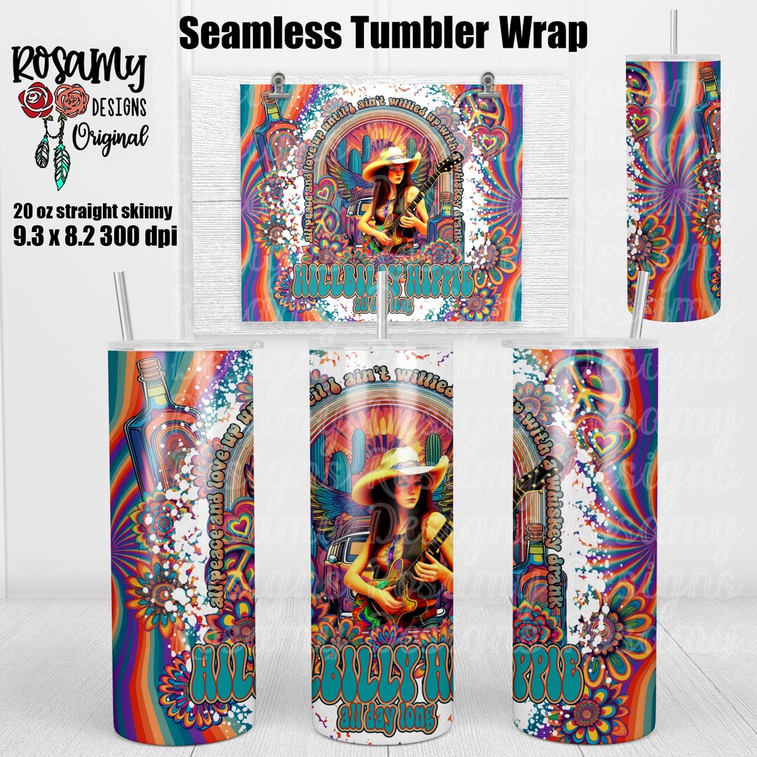 Hillbilly Hippie PNG, Seamless Tumbler Wrap, Tumbler Design, Tumbler ...