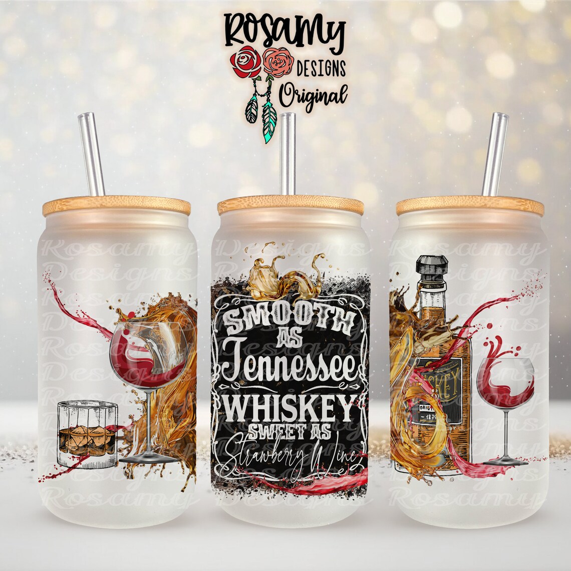 Smooth as Tennessee Whiskey PNG, 16 Oz Libbey Glass Can Wrap, Tumbler ...