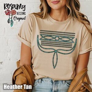 Boot Stitch Shirt, Turquoise, Leopard, Bella Canvas Tee, Unisex , Faux ...