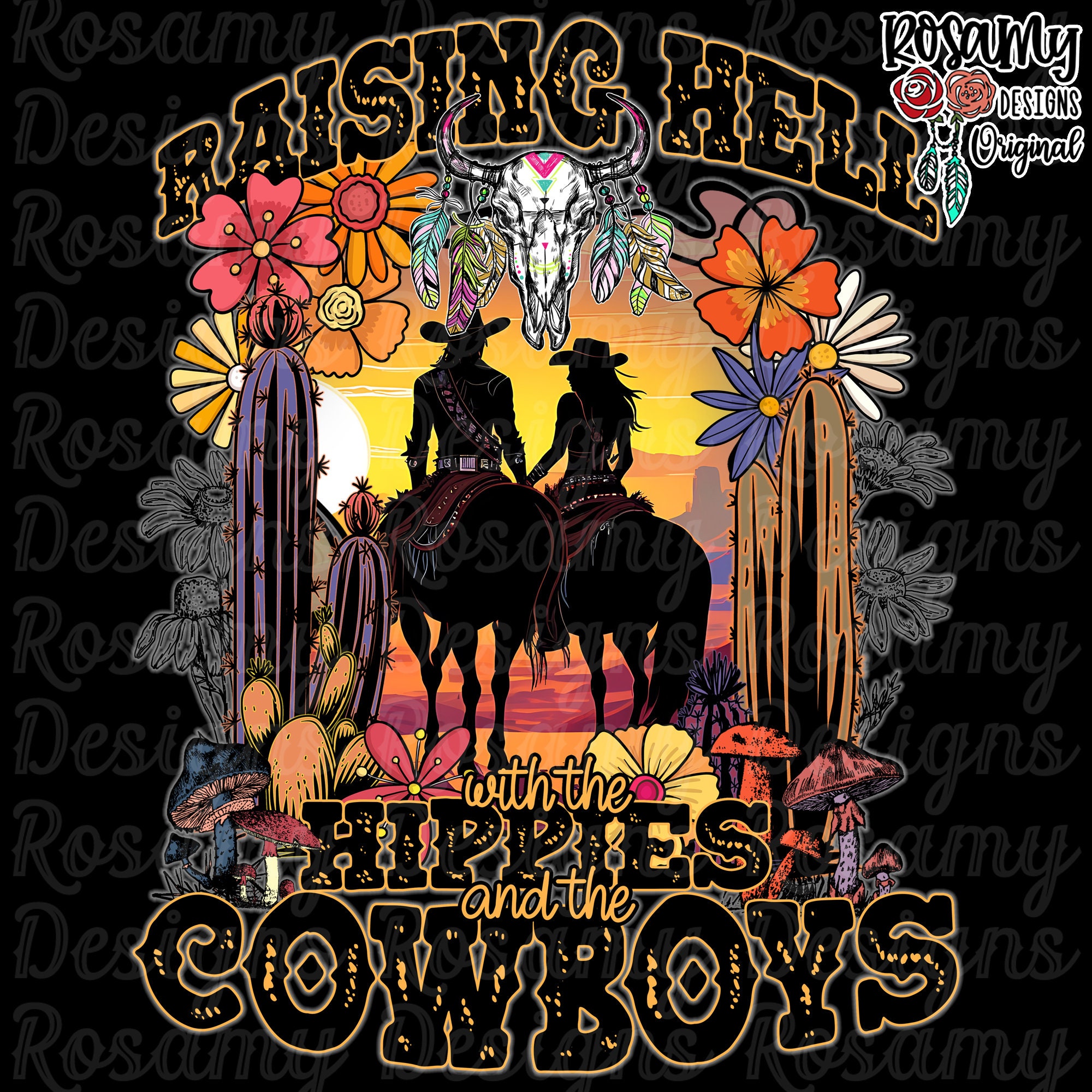 Raising Hell With the Hippies and the Cowboys PNG, Digital Download ...