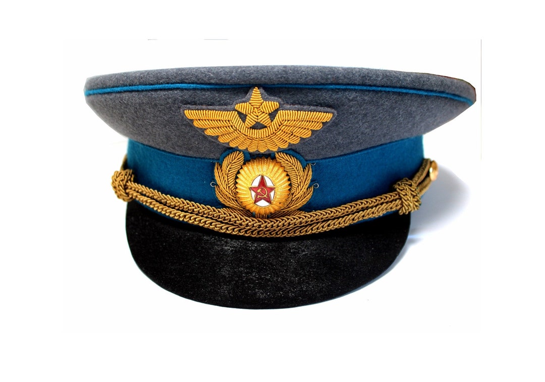 Vintage USSR Air Force General Parade Cap, Wire Embroidered Badges ...