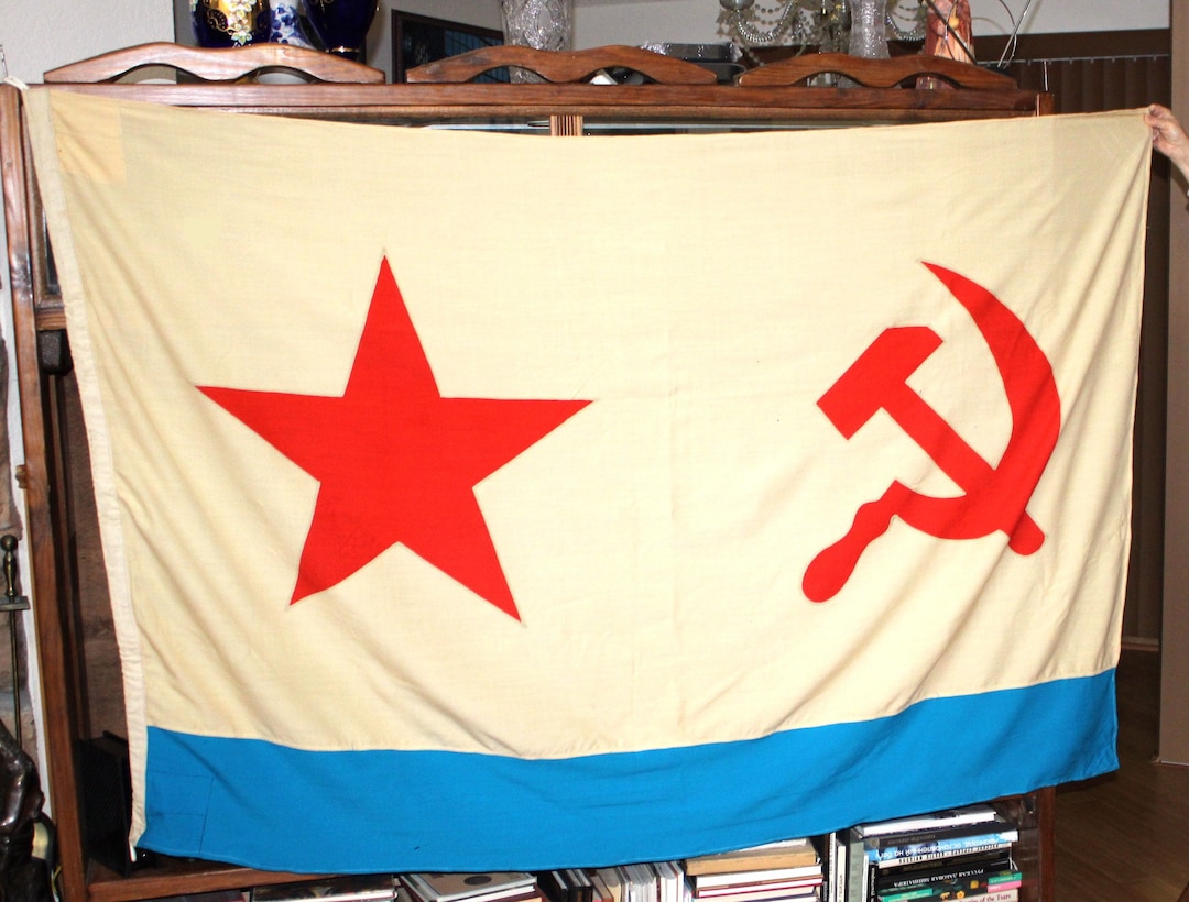 Vintage 1991 Authentic Huge Soviet USSR Navy Very Rare Flag Made in ...