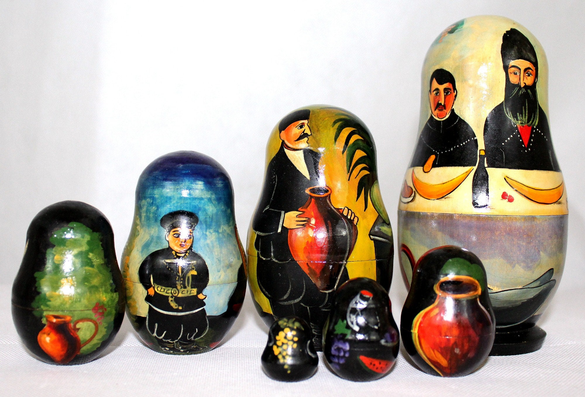 Unique Russian Hand Painted Wooden Nesting Doll Signed by the - Etsy