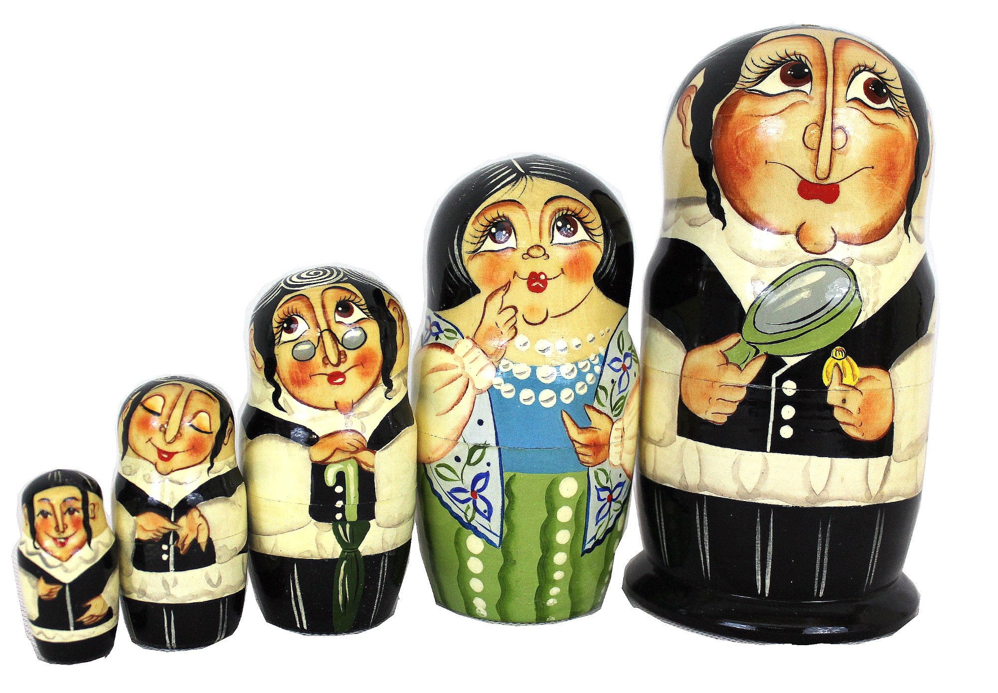 Vintage Russian Hand Painted Matrioshka Unique Ukrainian Nesting Doll ...